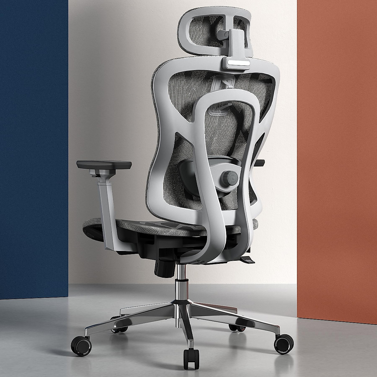 Logicfox Ergonomic Mesh Office Chair, High Back Desk Chair with 3D Armrests, Adaptive Thoracic Support, 3D Lumbar Support & Adjustable Headrest, Home Swivel Computer Chair with Tilt Function