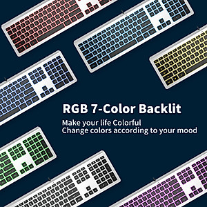 B.FRIENDIT Backlit Wired USB Keyboard, Comfortable Quiet, Low Profile Flat Chocolate/Scissor Keys, Durable Ultra-Slim for Windows 11/10/8/7/Vista Desktop PC, Laptop - Silver Black