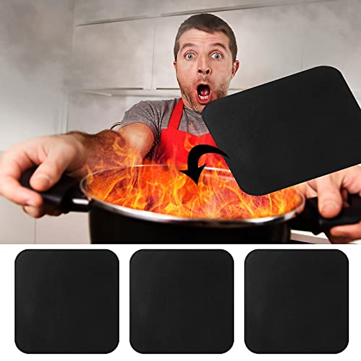 4 Pcs Carbon Felt Welding Blanket Fabric Fireproof Mat Fireproof Insulation 12 x 12 in Thickness Fire Retardant Protective Mat Heat Resistant up to 1800 Fahrenheit Degree for Glass Blowing Camp, Black