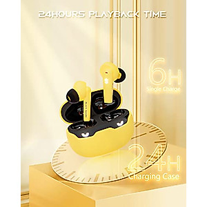 Black Shark Bluetooth Earbuds Wireless Earbuds with Emoji LED Light, Gaming Earbuds with 45ms Ultra Low Latency, Bluetooth 5.1, Music and Gaming Dual Modes, 24H Playtime, IPX5 Waterproof- Yellow