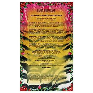 Cuba Original by Parfums Des Champs Jungle Collection 4-Piece Perfume Variety Gift Set - Includes Cuba Snake, Cuba Tiger, Cuba Zebra, and Cuba Heartbreaker - 1.17 Oz Perfume (EDP) Each