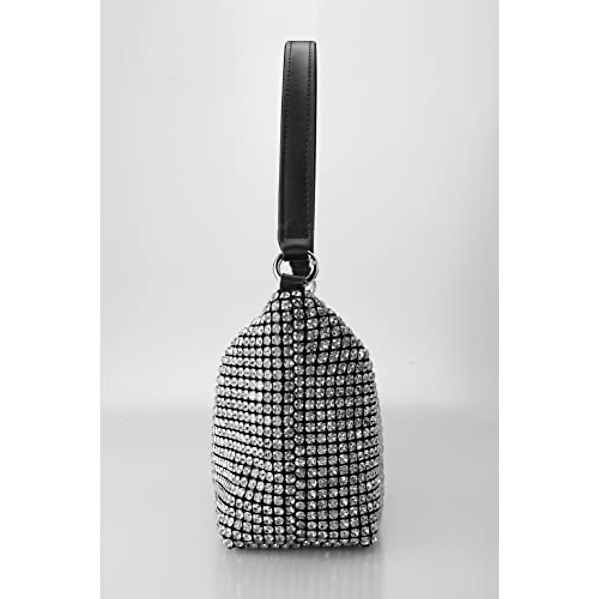 Rhinestone Purs for Women Clutch Purses Crystal Mini Top Handle Handbag Chain for Party(Hobo-Silver)