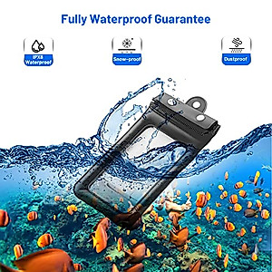 Waterproof Phone Pouch Floating Phone Dry Bag Waterproof Cellphone Case Up to 7" with Lanyard for iPhone 14 13 12 11 /Samsung/Samsung Galaxy/Pixel/OnePlus (Black+Black)