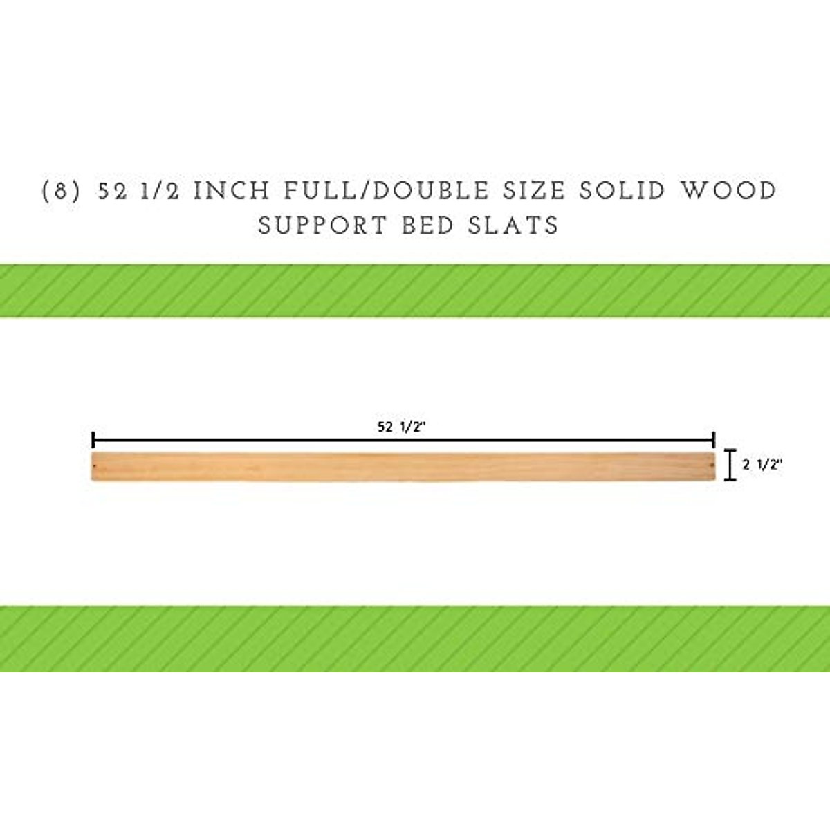 CC KITS Set of Eight (8) 52 1/2 Inch Full/Double Size Solid Wood Support Bed Slats｜Use Crib Conversion Kits｜Platform Frame for Mattress｜Bunkie Board, Box Spring or Foundation Replacement Option