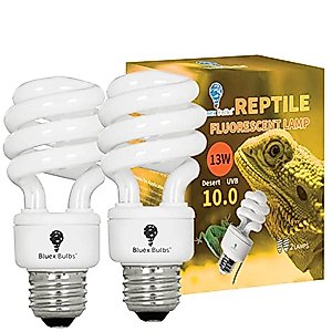 2 Pack 13-Watt Reptile Bulb Desert UVA UVB Light - 10.0 UVB Reptile Light - Compact Florescent Terrarium Bulb Suitable for Desert Reptiles Lizards Bearded Dragons Tortoises CFL UVB Bulb (13 Watt 10.0)
