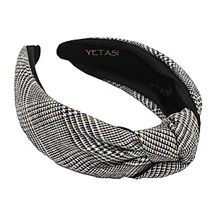 YETASI Headbands for Women are Trendy. Plaid Black Knotted Headband for Woman is a Designer Top Knot Head band Fashion