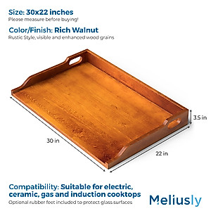 Meliusly® Solid Wood Stove Top Cover Board (30x22 inches, Solid Pine) for Electric and Gas Stove, Large Oven Noodle Covers Farmhouse Stovetop Tray