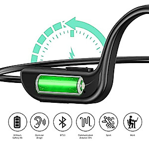 KAULUEDER Open Ear Conduction Headphones- V5.3 BluetoothSports Headphones- Built-in Microphone Waterproof Sweatproof Wireless Bluetooth Headset for Indoor/Outdoor/Hiking/Riding