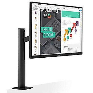 LG 27QN880-B 27" QHD (2560x1440) Ergo IPS Monitor with HDR 10 Compatibility and USB Type-C Connectivity, Black