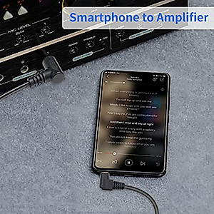 Duttek 90 Degree 1/8 to 1/4 Mono Cable, 1/4 to 3.5mm Cable, Right Angle 6.35mm 1/4 Male Mono to 3.5mm 1/8 Mono Male Speaker Cable for Amplifier, Speaker, Guitar with Gold Plated Plug (6Ft/1.8M)