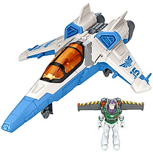 Mattel Disney and Pixar Lightyear Vehicle & Figure Toy, 20-in XL-15 Spaceship with 5-in Buzz Figure, Eject Action & Projectiles