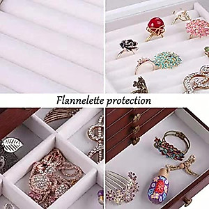 SHELYEXIEN Large Jewelry Box wooden withLockable 6 Drawers Mirror Jewelry Gift Box Ring Necklace Earrings Bracelets Holder for Women Girls