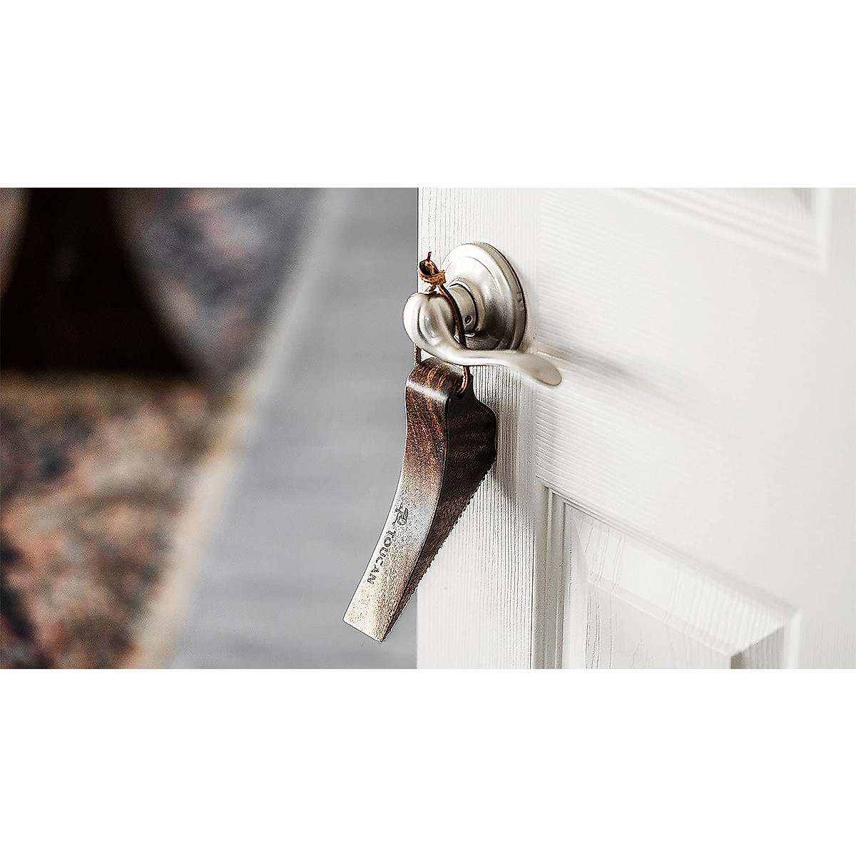 Door Stopper Decorative – 3Pcs Set Door Stop – Wooden Door Wedge – Beech Wood, Dark Acacia, Walnut – Lovely Bird Shaped Cute Door Stopper Wedge – Non-Slip Rubber Patches – Hanging Leather Strips