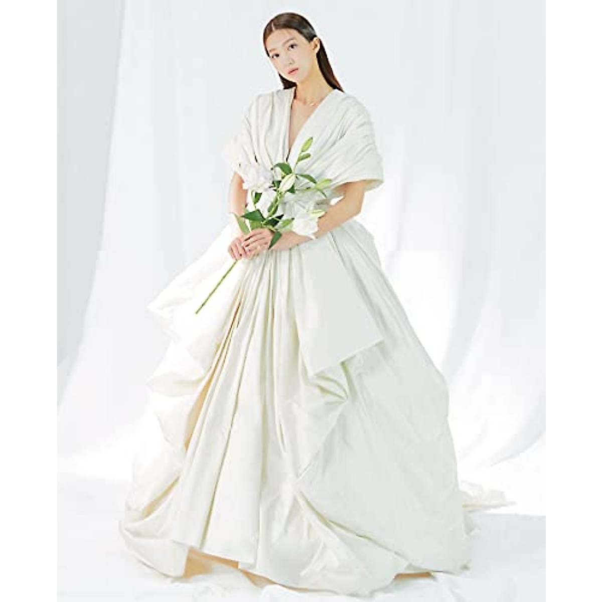 HMTFOTO 5X7ft Video Studio Solid White Photography Backdrop Background Chromakey Muslin Portrait Background Screen for Photography