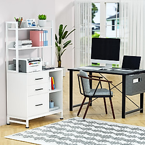 Pipleo 3-Drawer File Cabinet, Vertical Filing Cabinets for Home Office Organization, Stylish Office Shelves and Bookshelf with Drawers - A4 and Letter Size Compatible (White)