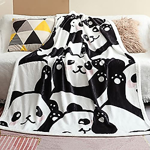 Jurllyshe Panda Throw Blanket Panda Plush Sherpa Fleece Blanket Panda Gifts for Girls Soft Warm Fuzzy Pandas Stuffed Animal Blankets for Kids or Adults All Seasons (Cute Panda, 50 x 60 Inch)