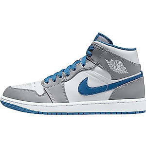 Jordan Mens Air Jordan 1 Mid DQ8426 014 True Blue - Size 7.5 Cement Grey/White-true Blue
