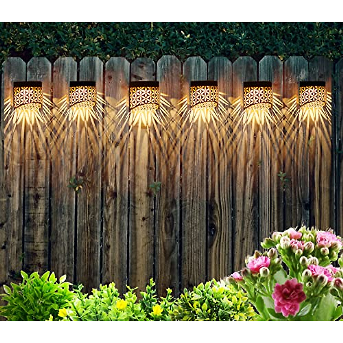 TIJNN Solar Deck Light -6 Pack, auto on/Off, Two Modes RGB Color/Warm White, IP65 Waterproof LED Landscape Lighting, Suitable for Yard, Backyard, Garden.