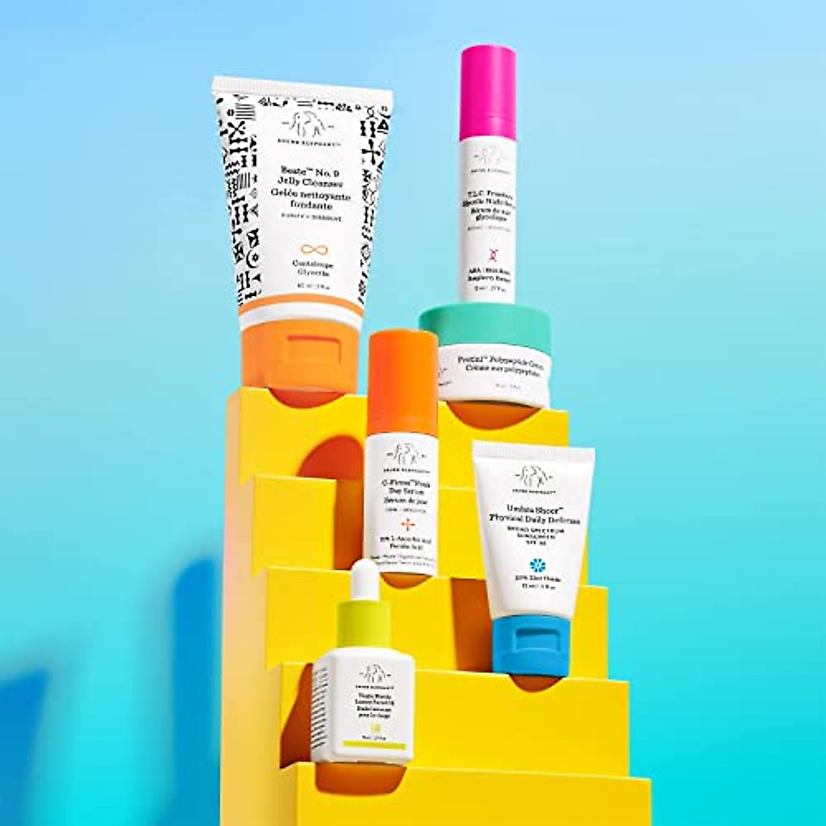 Drunk Elephant The Littles 6.0 Skin Care Set. Beste No.9, Virgin Marula Oil, T.L.C. Framboos Serum, Protini Cream, C-Firma Fresh Serum, Umbra Sheer Sunscreen