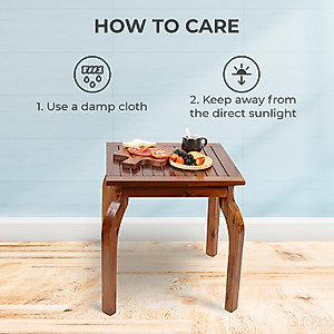 Nabytok 20" Coffee Table 100% Acacia Wood, Farmhouse Side Table, Small Side Tables, Slatted Top, Curve Table Legs, Narrow Nightstand, Wooden End Table for Entrway, Living Room, Bedrooom, Kitchen