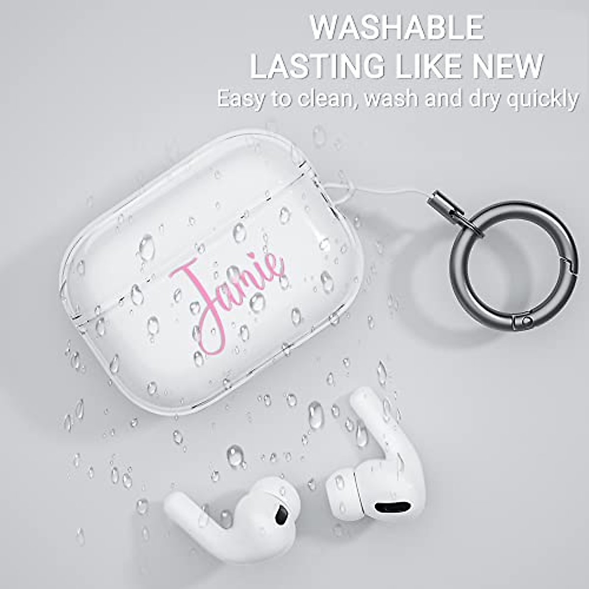 KEAECIZ Personalized Custom Case for AirPods Pro (2nd Generation),Custom Text Clear Soft TPU Protective Cover Design Your Own AirPods Pro 2022 Headphone Cases with Keychain