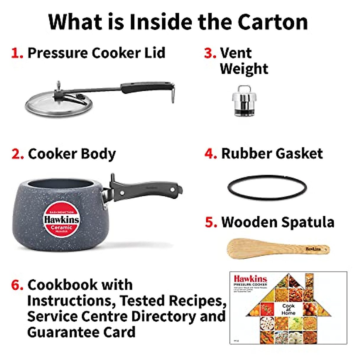 HAWKINS 3 Litre Ceramic Nonstick Pressure Cooker, Induction Inner Lid Cooker, Granite Contura Shaped Cooker, Best Cooker (ICC30)