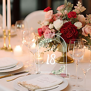 ZCPTZ Acrylic Wedding Table Number 1-20 with Stand,5" x 7" Clear Arch Acrylic Table Numbers Sign and Holder Sign Place Cards Perfect for Wedding Centerpiece, Party, Anniversary, Event