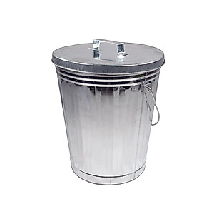 Mytee Products Galvanized Trash Can w/Lid Ideal for Trailers - 6 Gallon Steel Mounted Small Outdoor Garbage Can for Home, Office, Bathroom, Kitchen - Fire and Heat Resistant