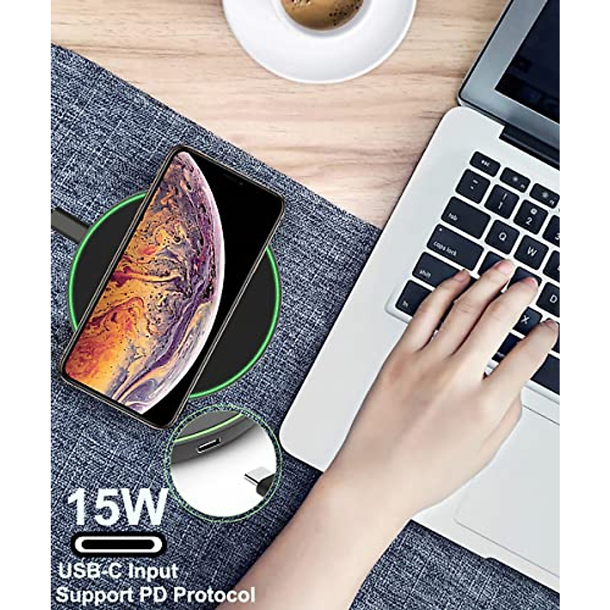 Wireless Charger for Samsung Galaxy S22/S22+/S21/S21+/S20/S20+/S10/S10+/S9/S8/S7/S6/Note 20/Note 10, Fast Wireless Charging Pad with 6.6ft 3.2 USB C Cable, Black. (No AC Adapter)…