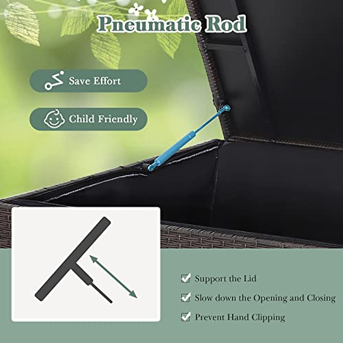 Giantex Wicker Outdoor Deck Box - 133 Gallon Storage Box with Lid, Waterproof Liner and Universal Wheels, PE Rattan Storage Container for Cushions, Gardening Tools, Patio Storage, Brown