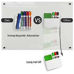 Magnetic Glass Whiteboard Marker Holder, Magnetic Pen Holder, Magnetic Dry Erase Marker Holder, Whiteboard Marker Holder Magnetic Marker Holder for Fridge, Whiteboard, Office, Home, 1 Pack,Transparent