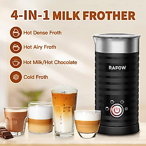 4 In 1 Electric Milk Frother Steamer - Hot and Cold Coffee Foam Froth Maker 350ml/12oz, Automatic Milk Warmer Foamer for Latte, Cappuccinos, Macchiato, Chocolate
