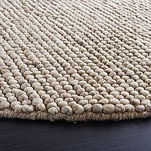 SAFAVIEH Natura Collection 6' Round Beige NAT620B Handmade Wool Entryway Foyer Living Room Bedroom Area Rug