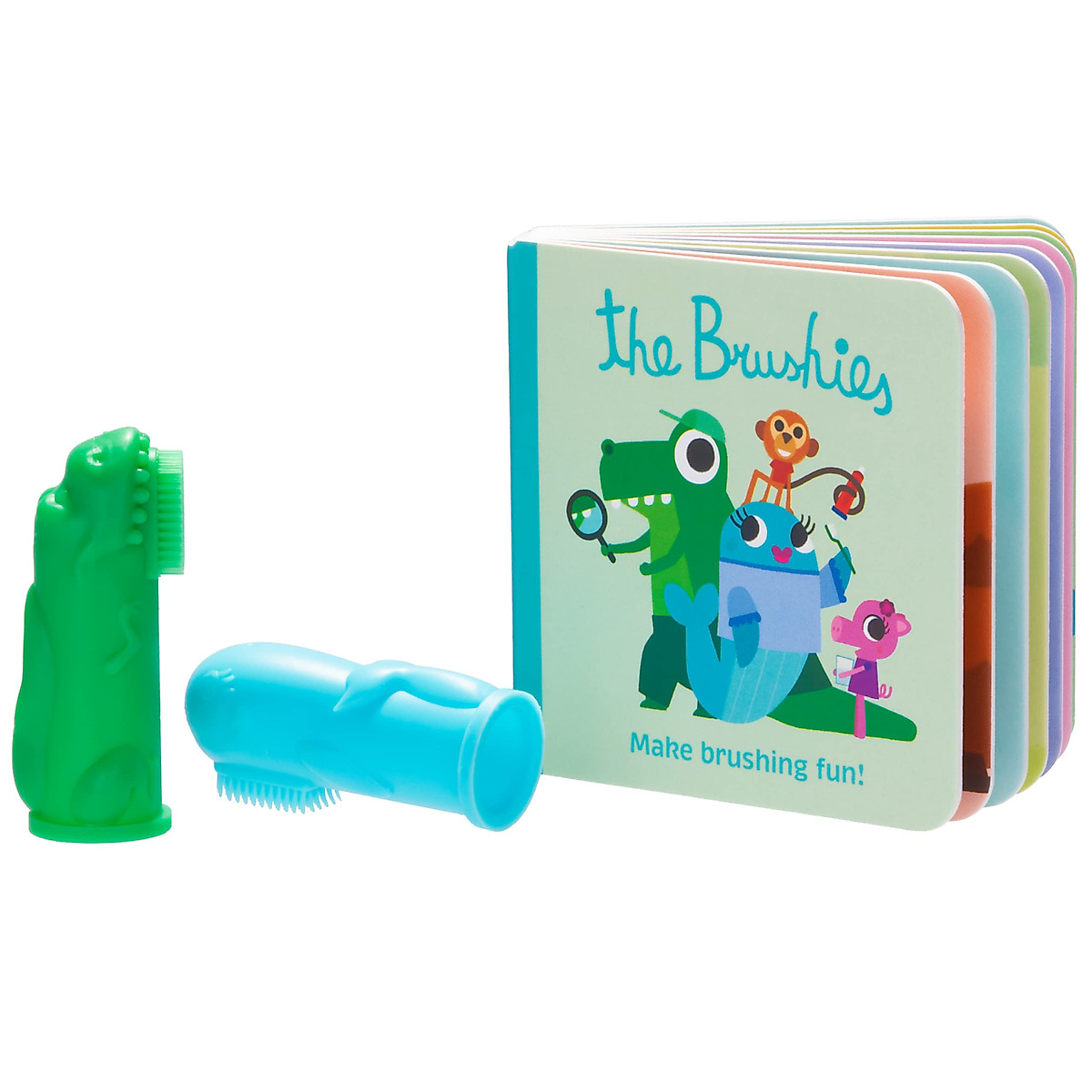 The Brushies Chomps & Willa Baby & Toddler Toothbrush 2-Pack & Storybook Set/Dental Item and Book/Youth Tooth & Gum Care/Ages 4 Weeks to 4 Years