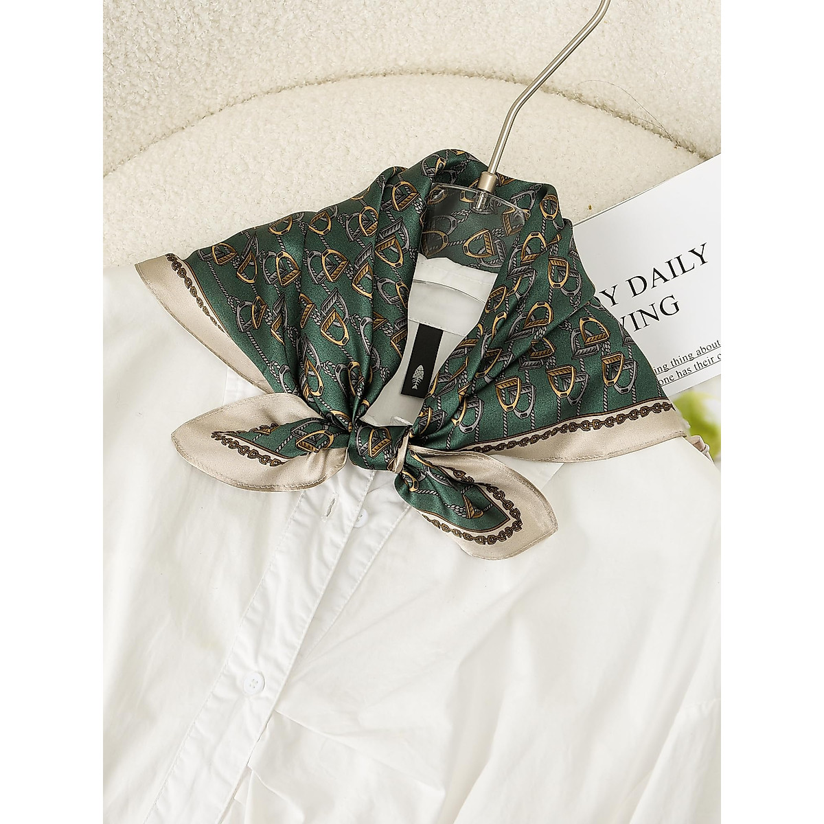 SHIROUYU 100% Mulberry Silk Scarf 21 "x 21" Square - Neck Scarf - Women Men Small Square Pocket Scarf - With Gift Packed