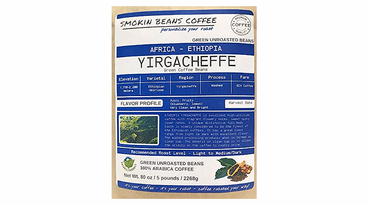 Ethiopia Yirgacheffe Green Coffee Beans – 5 Pounds