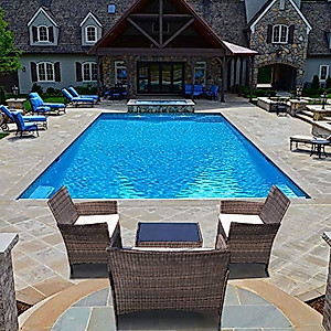 Devoko 4 Pieces Patio Porch Furniture Sets PE Rattan Wicker Chairs Beige Cushion with Table Outdoor Garden Patio Furniture Sets (Brown)