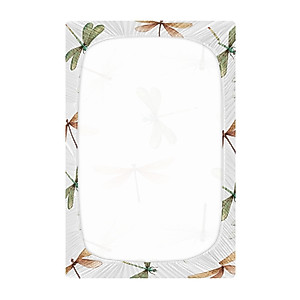 GOODOLD Dragonfly Crib Sheets for Boys Girls, 39x27 Inch Soft and Breathable Pack n Play Sheets, Portable Mini Stretchy Cribs Sheets
