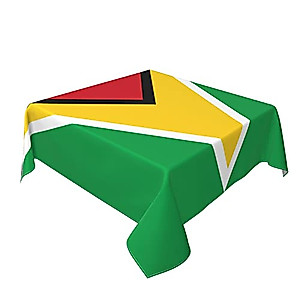 LIICHEES Flag of Guyana Tablecloth Kitchen Dining Room 54"x54" Square Washable Table Cover Outdoor Garden Picnic Tablecloths