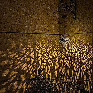 Twinkya Hanging Solar Lights Outdoor Decorative Garden Lights with Warm Light Metal Waterproof Boho Design, Outdoor Decorations for Patio Pathway Yard Garden Decor (1 Pack)