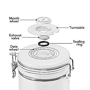 ShanSon Coffee Canister Airtight Coffee Container Stainless Steel Coffee Bean Storage Container with Scoop Coffee Canister for Beans Grounds Sugar Flour Tea Cereal,22OZ, White