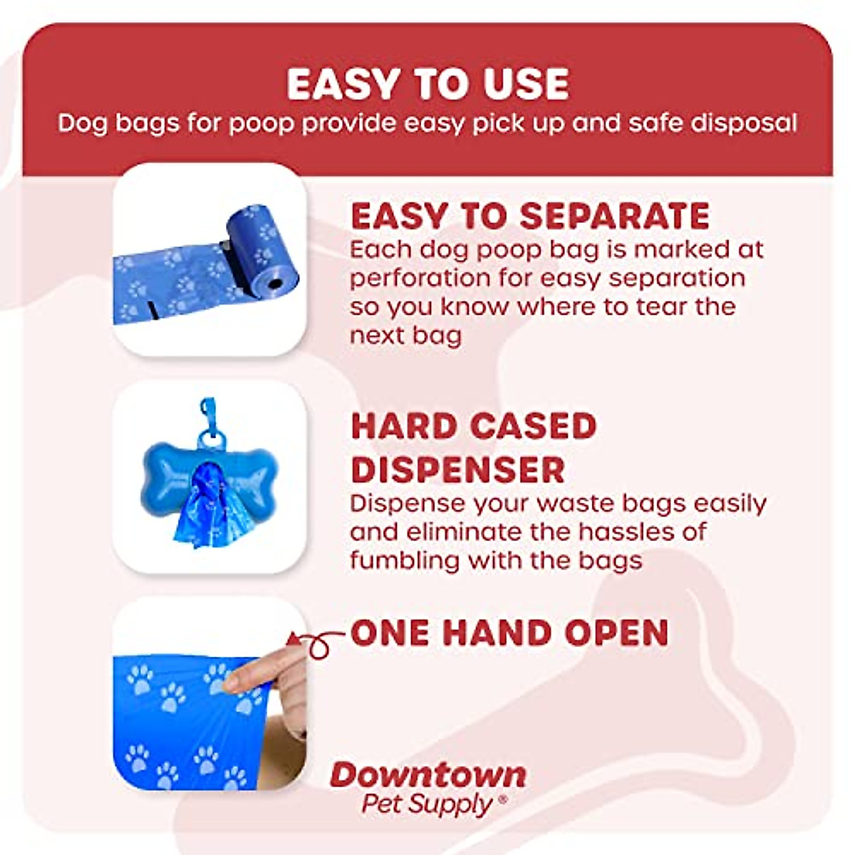 Downtown Pet Supply Dog Poop Bags (1000 CT - Rainbow Paw Print Bags & 2 Dispensers) Waste Bag Dispenser Clips to Dog Leashes Bags & Dog Harnesses- Poop Scoop Bags are Leak-Proof Bags & Unscented