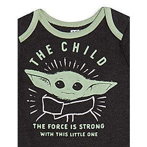 STAR WARS The Child Newborn Baby Boys Fleece Hoodie Short Sleeve Bodysuit and Pants 3 Piece Baby Outfit Set Grey/Green 0-3 Months