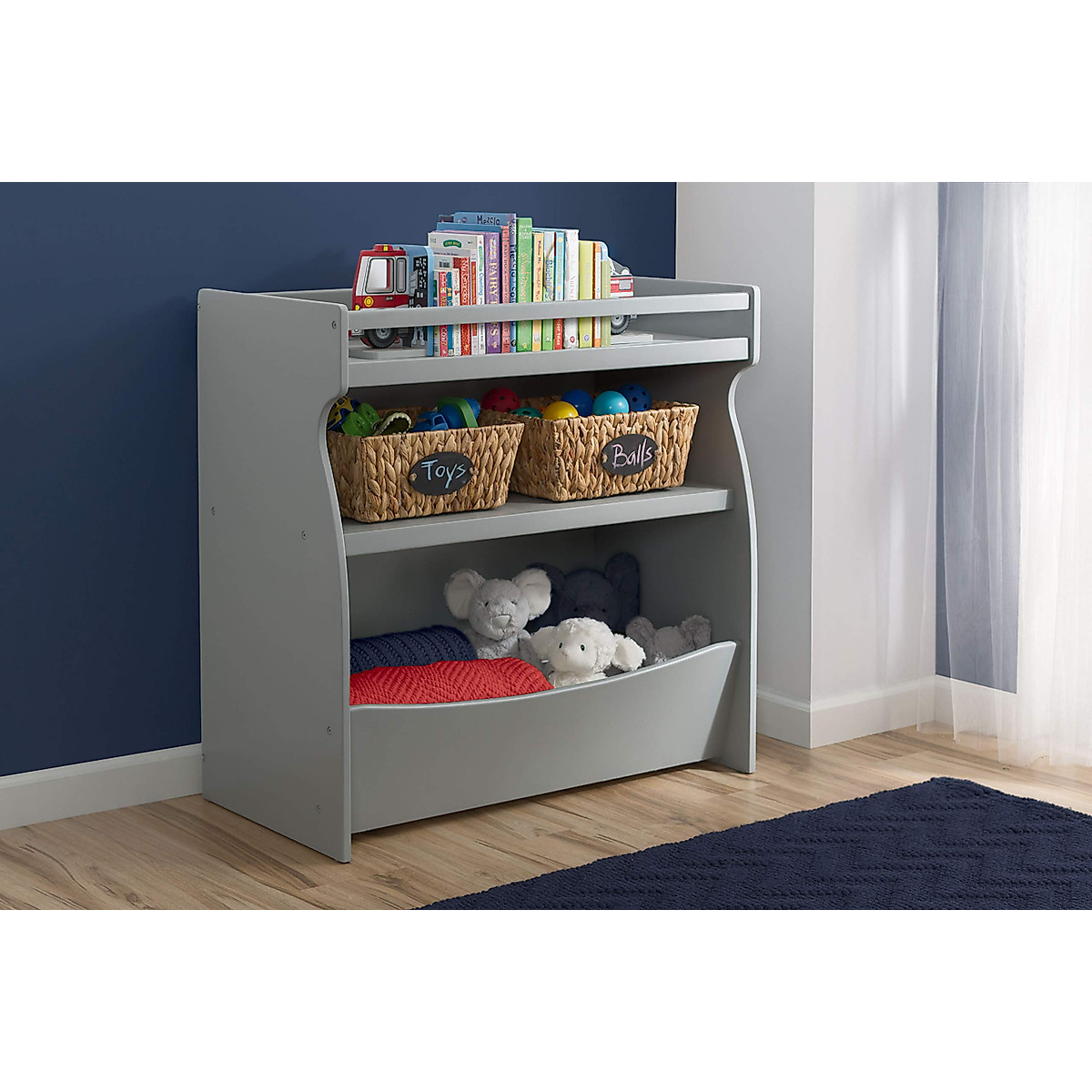 Delta Children 2-in-1 Changing Table and Storage Unit with Changing Pad, Grey
