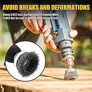 TILAX Drill Wire Brush End Brush Set 6 Piece, Wire Brushes for Cleaning 1/4 Inch Arbor 0.012 inch Coarse Carbon Steel Crimping Wire Wheel, Paint-Surface and Small Spaces Can be Treated.