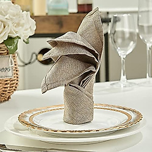 Mebakuk Rectangle Tablecloth and Cloth Napkins Set of 12, Anti-Shrink Soft and Wrinkle Resistant Decorative Fabric for Wedding Party Restaurant Dinner Parties (52 x 70 Inch - Mocha)