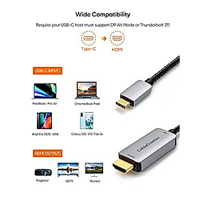 CableCreation USB C to HDMI Cable 6FT with HDR 4K@60Hz, 2K@144Hz, 2K@120Hz, USB Type C to HDMI Cable Thunderbolt 3 Compatible for MacBook Pro/Air, iMac, iPad Pro 2020, Galaxy S20 S10/Note 10