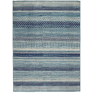 Nourison Passion Bohemian Navy Blue 5'3" x 7'3" Area -Rug, Easy -Cleaning, Non Shedding, Bed Room, Living Room, Dining Room, Kitchen (5x7)