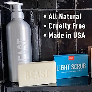 Beast Light Scrub Bar Soap, Naturally Exfoliating Scrubbing Soap, Beast Blue Scent Smells Amazing, 5oz