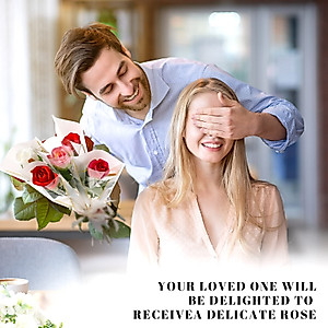 150 Pcs Single Rose Packaging Bags Flower Bouquet Wrapping Bags Bulk Single Rose Sleeve Single Flower Sleeves Floral Sleeve Bag with 2 Ribbon for Valentine's Day Mother's Day Wedding Supplies, White